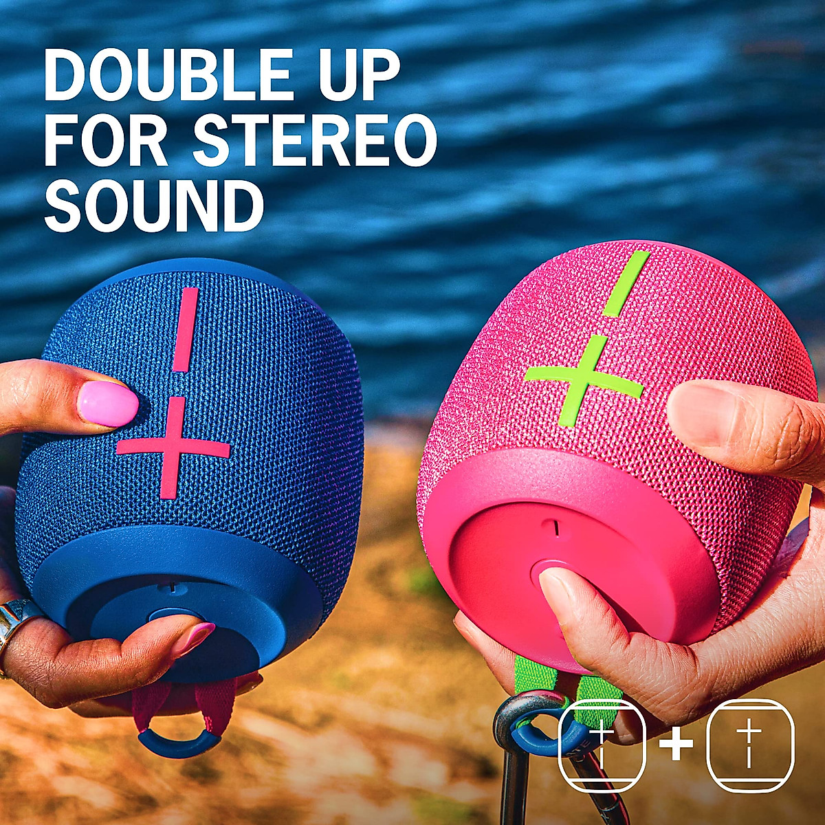 Ultimate Ears WONDERBOOM 3, Small Portable Wireless Bluetooth Speaker, Big Bass 360-Degree Sound for Outdoors, Waterproof, Dustproof IP67, Floatable, 131 ft Range - Joyous Brights Grey