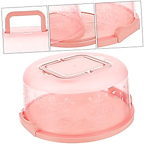 SOLUSTRE 1pc Cake Box Plastic Pallet Mini Server Round Cake Carrier Cake Serving Tray Cake Turntable Cupcake Carrier Box Round Storage Container Food Packaging Boxes Buckle Cake Packing Box