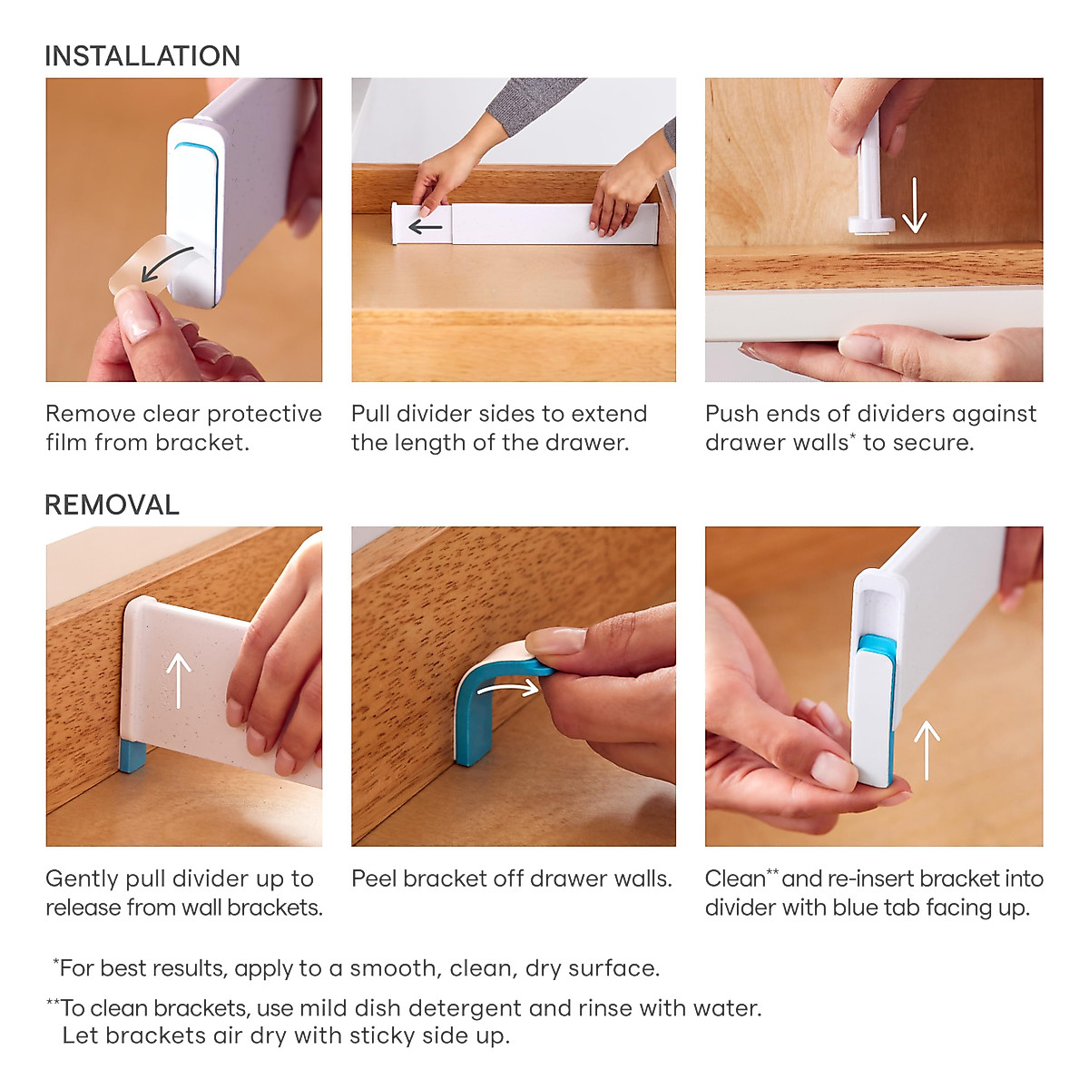 YouCopia Drawer Dividers, Extra Long Adjustable Kitchen Organizers for Utensil and Tool Storage, Expands 13" to 24", Deep Height, 2-Pack, Speckled White