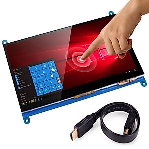 Kuman 7 Inch Capacitive Touch Screen TFT LCD Display HDMI Module 1024x600 for Raspberry Pi 3 2 Model B and RPi 1 B+ A BB Black PC Various Systems SC7B