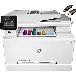 HP Color Laserjet Pro M283fdwB Wireless All-in-One Laser Printer, Print Scan Copy, Remote Mobile Print, Auto 2-Sided Printing, 22 ppm, 250-Sheet, Works with Alexa, Bundle with JAWFOAL Printer Cable