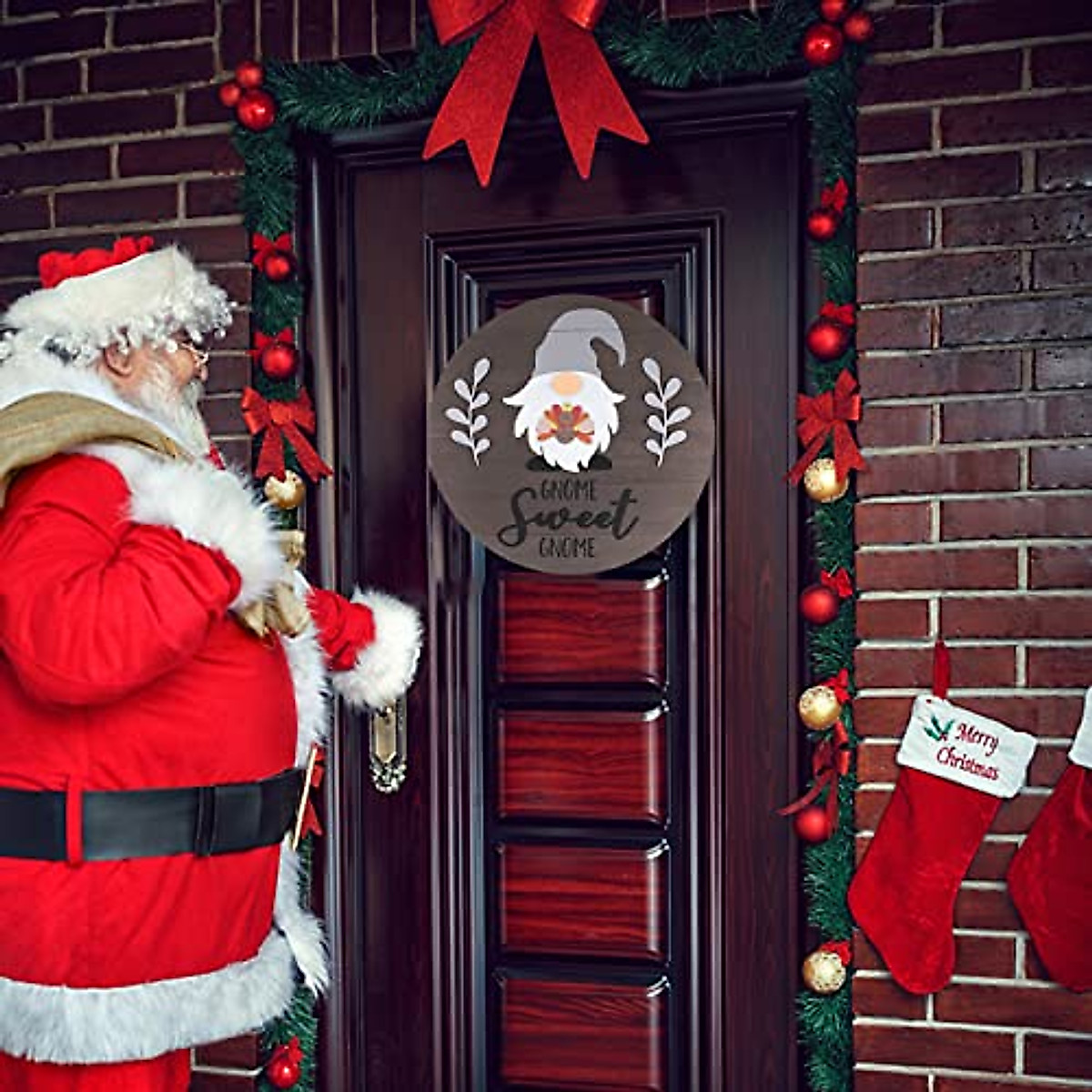 WONDER GARDEN Interchangeable Welcome Home Sign - Seasonal Front Porch Door Decor With 10 Changeable Seasonal Icons for Easter/Halloween/Christmas/Independence Day, Gnome Yard Porch Sign Best House Warming Gifts