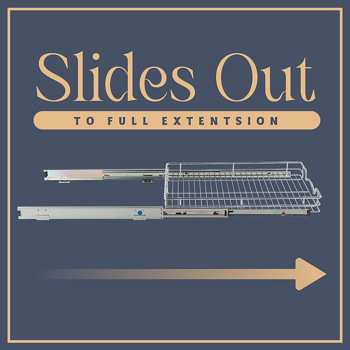 HOLDN’ STORAGE Pull Out Cabinet Organizer – Heavy Duty Anti Rust Slide Pull Out Drawers for Kitchen Cabinets – Chrome 14" W x 17" D x 3.15" H Requires at Least 15 ¼” Opening