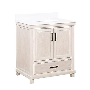 Dorel Living Sunnybrooke 30 Inch, Rustic White Bathroom Vanity, 30"