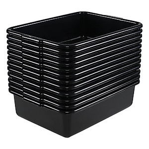 Nicesh 12-Pack 13 L Plastic Commercial Bus Tub, Black Bus Box