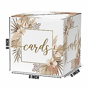 8”Card Box, boho Floral Cards Receiving Box, For Birthday, Wedding, Bridal or Baby Shower, Engagement, Retirements, Graduation, Money Box Holder, Party Favor, Decorations, 1 pte (Cabox005）