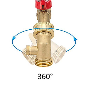 STYDDI 45 Degree Garden Hose Elbow Brass Connector with Shut-Off Valve, 3/4” GHT Water Hose Elbow Adapter for RVs or Outdoors, with 2 Extra Rubber Washers and 2 Washers with Screen, 2 Pack