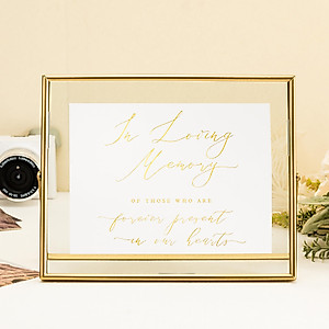 Calculs Horizontal Gold Floating Picture Frame In Loving Memory Wedding Display Signs Place Card/Menu Holder Party Décor for Reception Table Centerpiece 10"(L) x 8"(H)