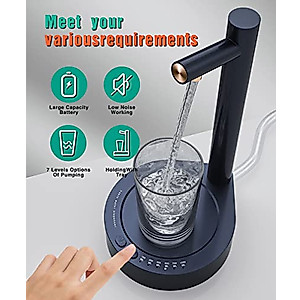 ATIDIE Intelligent Desktop Water Bottle Dispenser,USB Charging Automatic Drinking Water Bottle Pump for 5 Gallon & Universal Bottles, Portable Electric Water Dispenser for Home,Office,Outdoor (Blue)