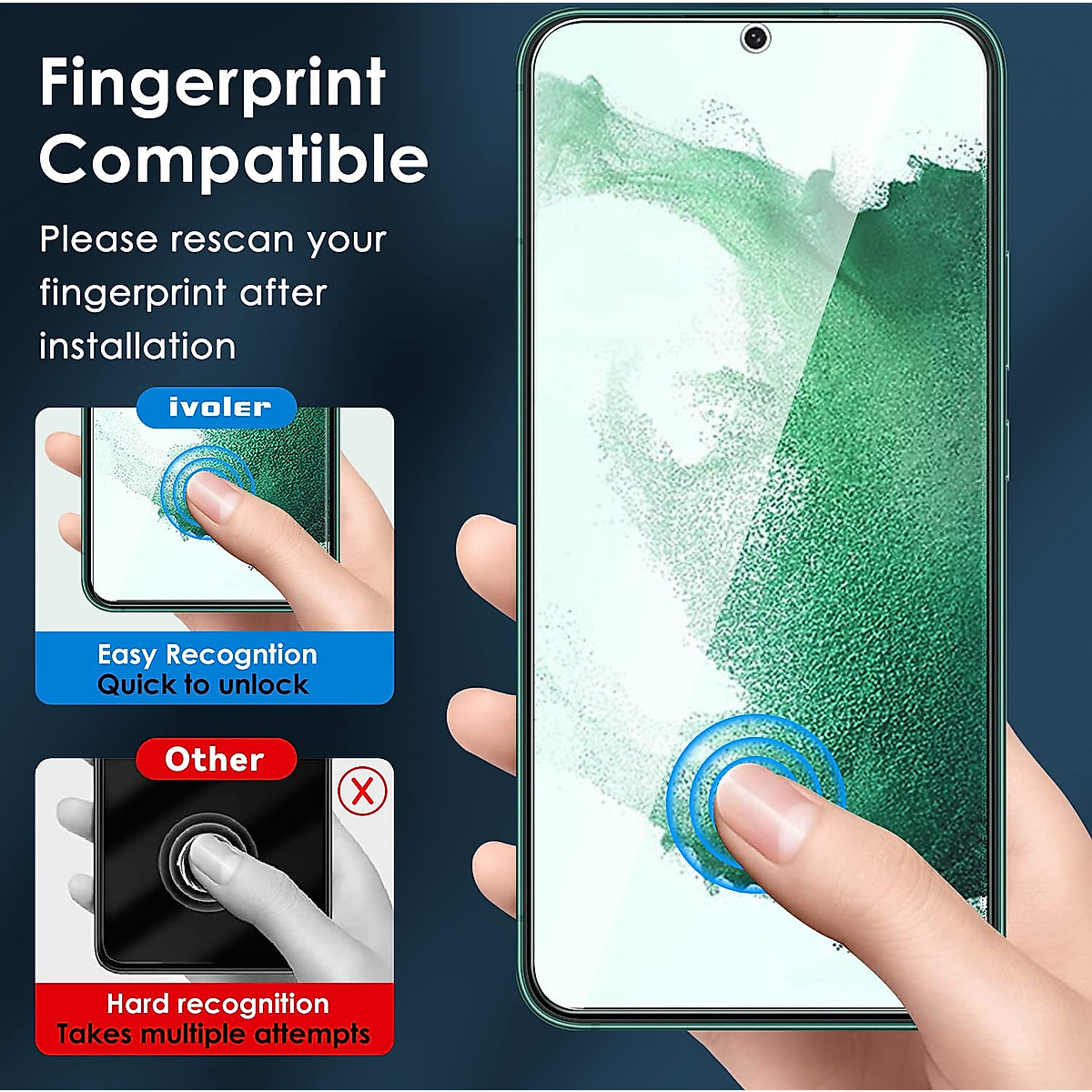 ivoler [2+2 Pack Tempered Glass Screen Protector for Samsung Galaxy S22 5G 6.1'' 2022 [2 Pack] [Not Fit Galaxy S22Plus&S22 Ultra ] with [2 Pack] Camera Lens Protector with Alignment Frame Clear