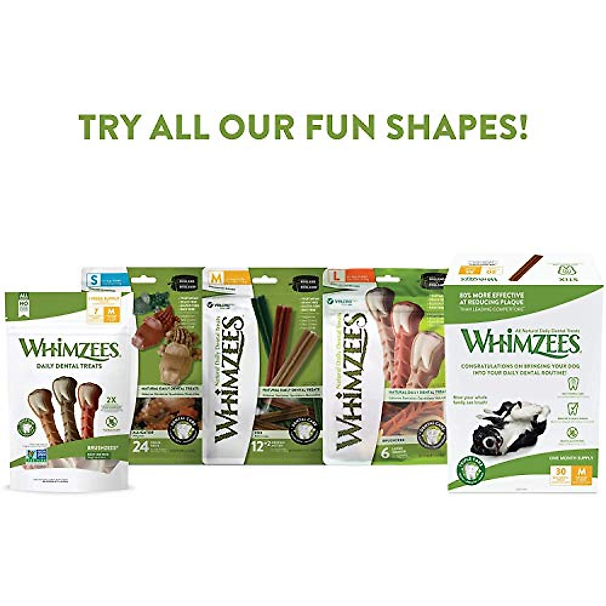Paragon Whimzees Medium Dental Dog Treat Bundle: Stix and Alligator, Natural and Grain-Free