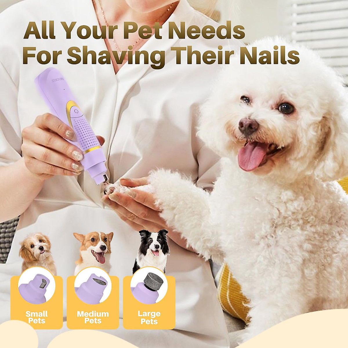 AIBORS Small Dog Grooming Kit, 4 in 1 Electric Dog Trimmer for Grooming, Low Noise Dog Nail Trimmer, Cordless Pet Clippers for Dogs Cats, Grooming Paws, Eyes, Ears, Face, Hip Hairl (Purple)