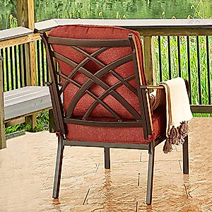 PatioFestival Patio Dining Chairs Set of 2 with 6.3 Inch Cushion All Weather Frame for Outdoor