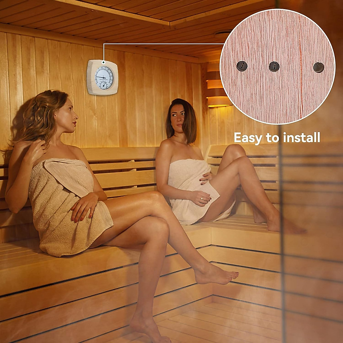 Sauna Thermometer, 2-in-1 Wood Digital Sauna Room Thermometer Hygrometer Sauna Temperature Thermometer Sauna Room Thermometer and Hygrometer Sauna Accessories