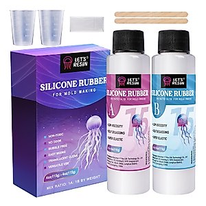 LET'S RESIN 8oz Silicone Mold Making Trial Kit, Fast Cure Mold Making Silicone Rubber, Easy Mixing, Flexible Platinum Cured Molding Silicone for Casting Resin Molds & Silicone Molds (Translucent)