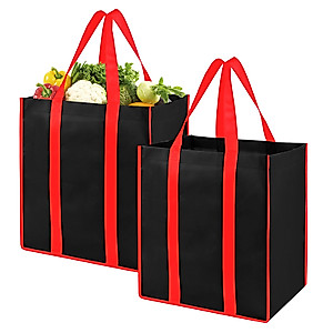 Bodaon 2Pk Collapsible Kitchen Reusable Grocery Bags, the Utility Tote Bag Bulk, Large Folding/Foldable Reusable Shopping Cart for Groceries, Storage Totes Heavy Duty, Shopping Basket (Black)