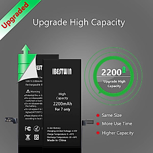 IBESTWIN Battery for iPhone 7 High Capacity 2200mAh Replacement Battery for IP 7 with Full Remove Tool Kit Adhesive and Instruction-3 Years Warranty