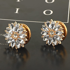 Mesnt 2PCS Surgical Steel Gauges for Ears 8mm Ear Gauges Flesh Tunnels Plugs 0G Flower with Cubic Zirconia Piercing Tunnels Ear Stretcher Piercings Jewelry, Rose Gold