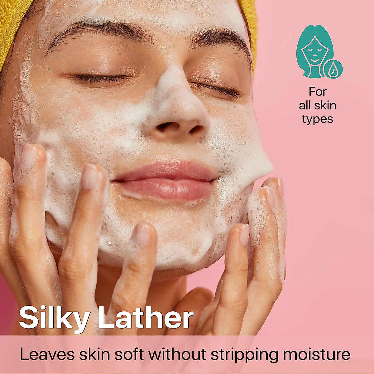 Foaming Face Wash - Cleanser Made with Natural Hydrating Vegan Ingredients for Gentle Cleansing of Sensitive, Dry, Oily, Blemish Prone - Foam Soap Works w/Facial Brush, Best for Men Women & Teens