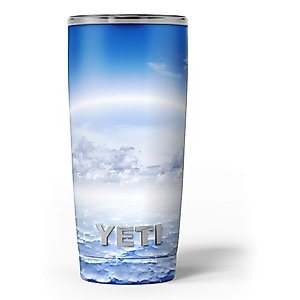 Design Skinz Vivid Blue Reflective Clouds on The Horizon - Skin Decal Vinyl Wrap Kit Compatible with The Yeti Rambler Cooler Tumbler Cups
