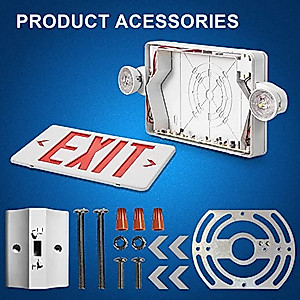 LED Exit Sign with Emergency Light, Red Exit Sign Light with 90 Minute Battery Backup, Red Letter Emergency Exit Sign Light with Two Adjustable Heads, AC 120-277V, UL Listed (1-Pack)