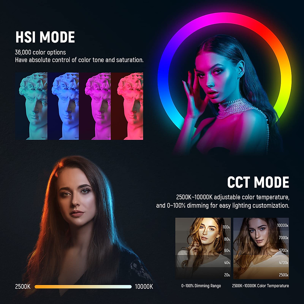 NEEWER RGB-A111 II Smartphone Video Rig with Light Kit, Support Vertical Shoot, Handheld Phone Camera Cage Stabilizer with Cold Shoes/Shutter/Battery, 17 Scenes RGB Ring Light 2500K-10000K CRI97+