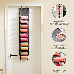 YOUDENOVA 2 Pack Leggings Organizers for Closet, Hanging Closet Organizers with 20 Compartments, Closet Organizers and Storage for Tshirt, Jeans, Socks, Yoga Leggings