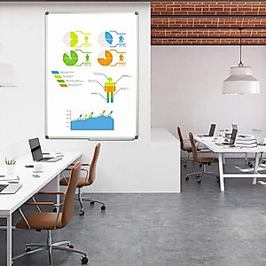 JILoffice Magnetic Dry Erase Board/Whiteboard, White Board 48 x 36 Inch, Silver Aluminum Frame Wall Mounted Board for Office Home and School