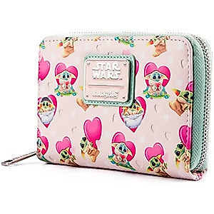 Loungefly Star Wars Manalorian Grogu Valentines Zip-Around Wallet Star Wars One Size