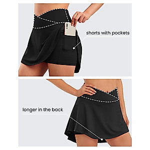 ED3SIZE Skorts for Women Tennis Skirts with Pockets High Waisted Golf Skirt Athletic Shorts Fall Skirts (Black, S)