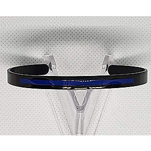 Secret Squirrel Challenge Coins Thin Blue Line Cuff Bracelet Black Stainless Steel Jewelry Gifts for Police Boyfriend Husband Girlfriend or Wife Women Female Officer - LEO designed