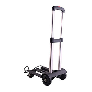 Generic Handling Vehicle Flatbed Truck Portable Folding Hand Truck 360° Rotating Platform Cart for Luggage Personal Travel Shopping Auto Moving and Office Use, 24X46CM, Black