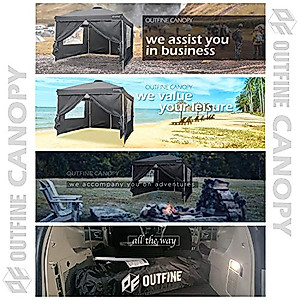 OUTFINE Canopy 10'x10' Pop Up Commercial Instant Gazebo Tent, Fully Waterproof, Outdoor Party Canopies with 4 Removable Sidewalls, Stakes x8, Ropes x4 (Black, 10 * 10FT)