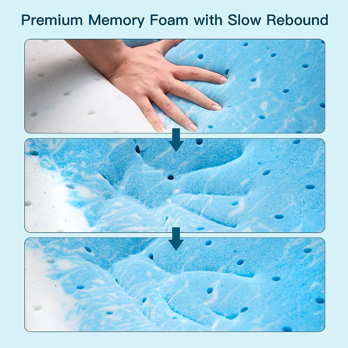 Airensky 3 Inch Queen (60"x80") Memory Foam Mattress Topper, Cooling Gel Infused Foam Mattress Topper for Pressure Relief Back Pain, Bed Toppers, CertiPUR-US