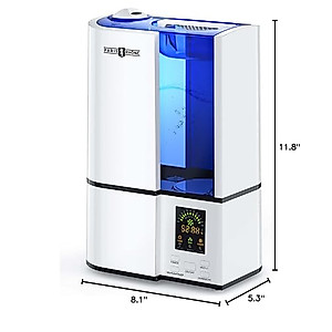 Humidifiers for Bedroom, Upgrade 4L Cool Mist Humidifiers with Humidistat, PARIS RHÔNE Smart Vaporizer humidifier for Home Large Room, LED Display, Quiet Operation, Sleep Mode, 24H Timer, Night Light