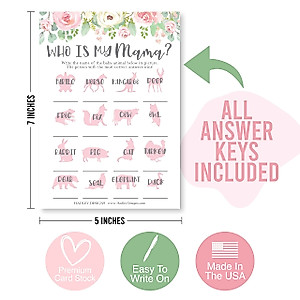 25 Floral Animal Matching, 25 Nursery Rhyme Game, 25 Who Knows Mommy Best, 25 Baby Prediction And Advice Cards - 4 Double Sided Cards, Baby Shower Party Supplies
