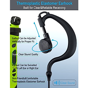 commountain Earpiece with Mic Compatible for Motorola Radios CLP1010, CLP1040, CLP1060, CLP 1010, CLP 1040, CLP 1060, CLP G Shape Earhook Headset-5 Pack