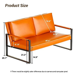 AWQM Faux Leather Sofa,Mid-Century Loveseat Sofa,2 Seat Couch,Classic Sofa Upholstered with Removable Back/Seat Cushion,Armchair/Lounge Chair for Living Room,Office and So on,Orange