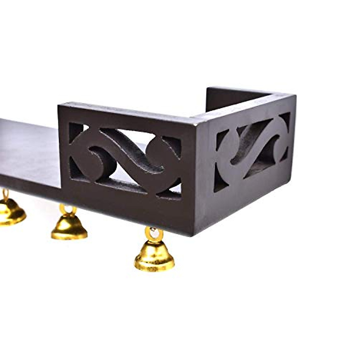 DecorDen Wooden Wall Mount Temple for Home,Wooden Home Temple/Wall Shelf/Pooja Mandir/Pooja Stand/Wooden Mandir/Devghar/Devara/Pooja Shelf/Small Temple for Office/House Temple (Black)