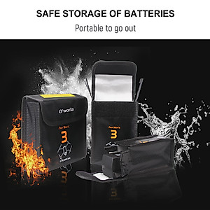 O'woda Lipo Battery Safe Bag with Dust Plug for DJI Mavic 3 Pro, 3 Pcs Fireproof Storage Bag Batteries Protection Pouch + 3 Pcs Charging Port Cover for DJI Mavic 3 / Mavic 3 Classic/Mavic 3 Pro
