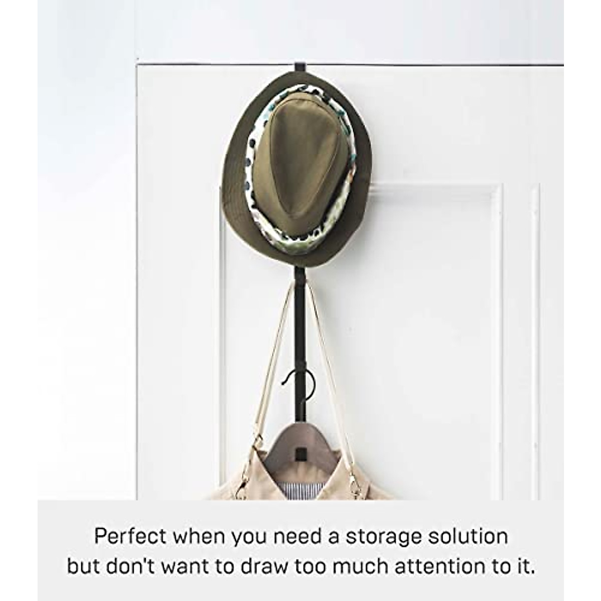 Yamazaki Home 7646 Over The Door Hooks - Vertical Hanging Coat Rack, Black