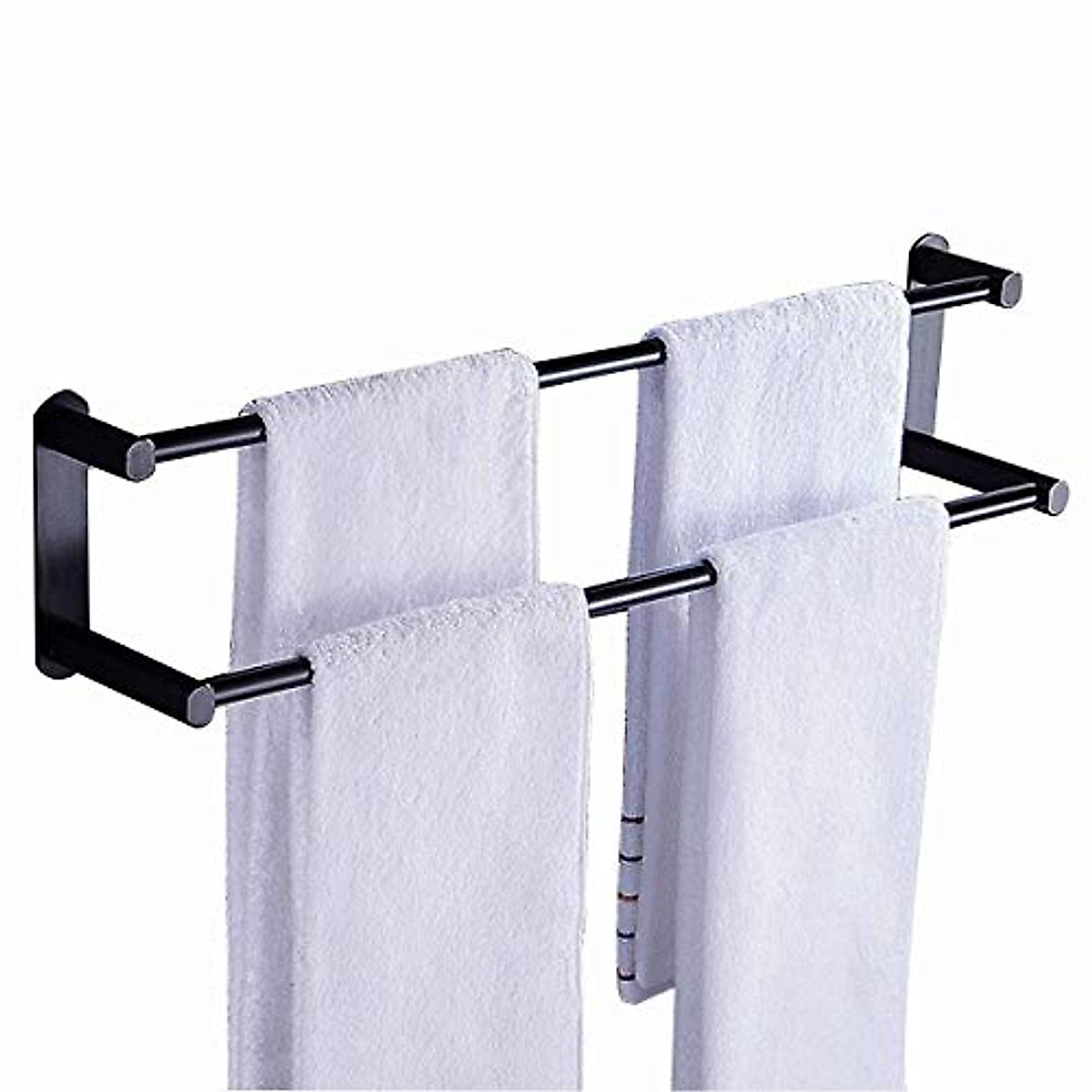Double Tea Towel Holder for Hanging Over The Kitchen Cupboard Door - 41Cm/16.14Inch Towel Rack - No Drilling Necessary - /Silver/81Cm (Svart 41 cm)