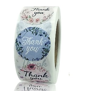 Fmcmly 1 Inch Thank You Stickers Roll, 500 Pcs 8 Floral Designs of Thank You Label Stickers for Greeting Cards,Flower Bouquets,Baking Packaging,Small Business,Envelope Seals,Birthday,Wedding,Party