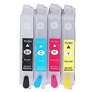Hilitand 4Pcs Printing Ink Cartridge PP Material Ink Cartridge Printing Cartridge with Permanent Chip for Reusable Printer (T0561/T0562/T0563/T0564)