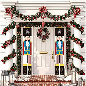 LioNergy Nutcracker Christmas Porch Sign, Xmas Decor Banners, Patriotic Christmas Decorative Nutcracker Banner for Holiday Home Indoor Outdoor Porch Wall Christmas Party Decoration