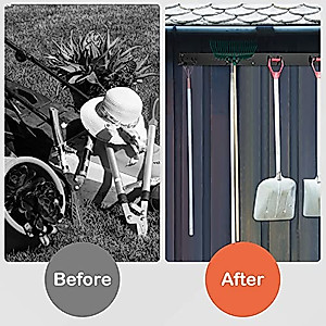 Goplus Garden Tool Organizer, Wall-Mounted Garage Tool Storage Rack with 8 Hooks, 36 Inch Yard Lawn Tool Hanger, Heavy Duty Metal Utility Rack for Shovel, Broom, Rake, Mop, Max Load 330 LBS