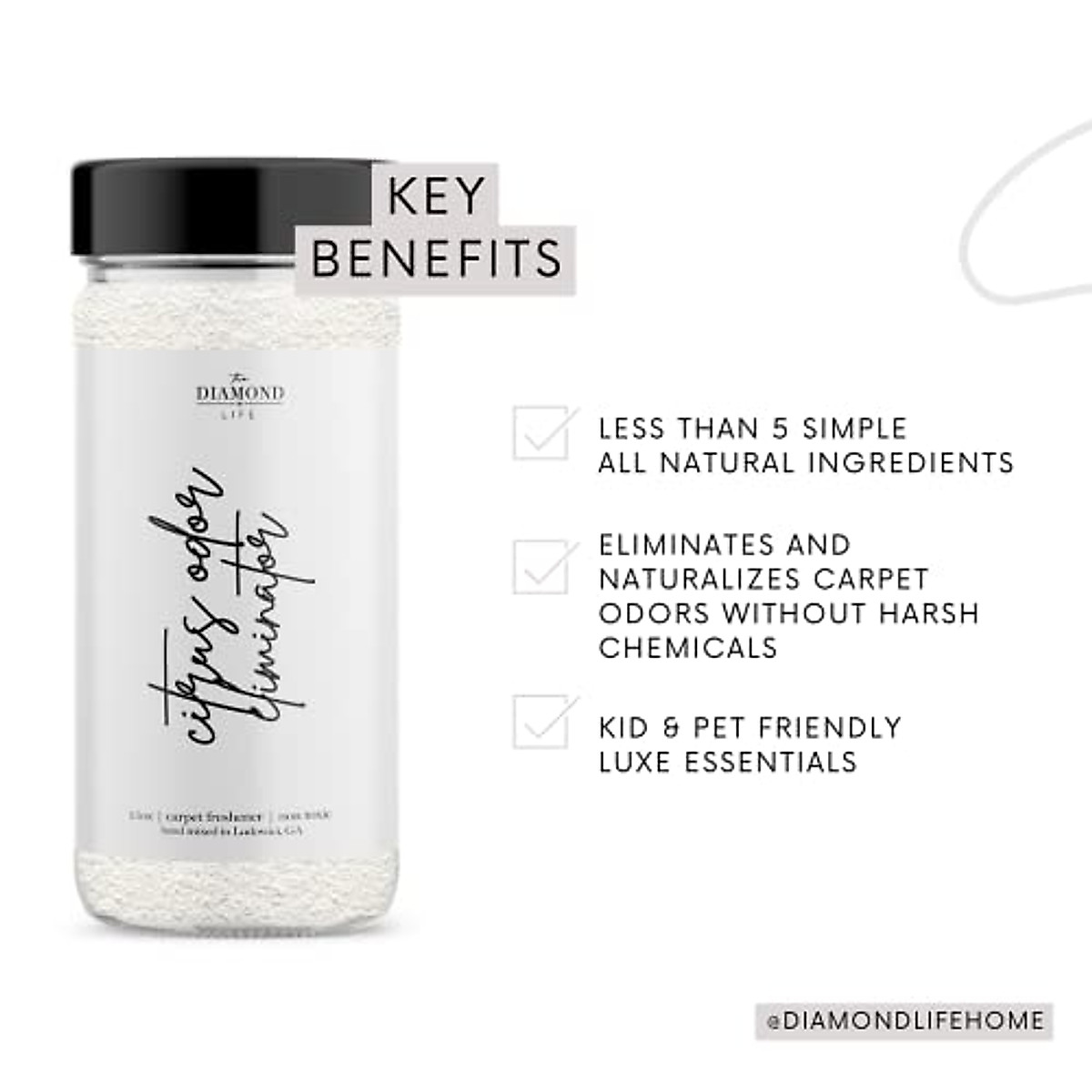 The Diamond Life Home 'Citrus' Lemon & Mango Carpet Powder, Mattress & Upholstery Freshener, Odor Eliminator, Deodorizer For Homes With Kids & Pets