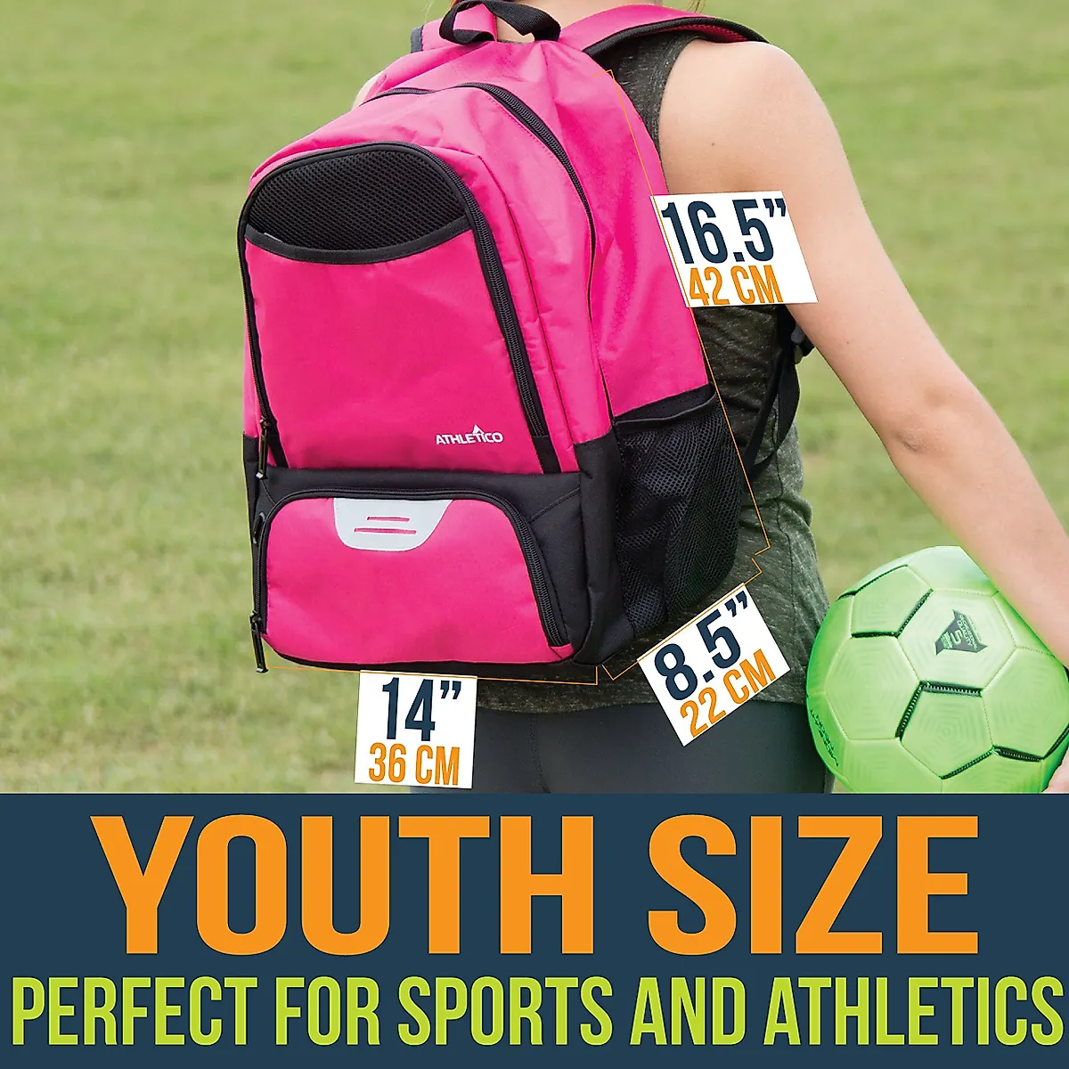 Athletico Youth Soccer Bag - Soccer Backpack & Bags for Basketball, Volleyball & Football | Includes Separate Cleat and Ball Compartment (Black)