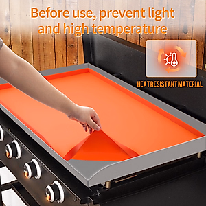 Silicone Griddle Mat, Orange Grill Mat for 28" Griddle, Keeps Lid Clean and Away from Insects, Leaves and Rust