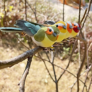 LWINGFLYER 4pcs Artificial Birds Realistic Clip on Bird Ornaments with Feathers for Decoration, Arts & Crafts and Floral Arrangements (Model - 4S05)